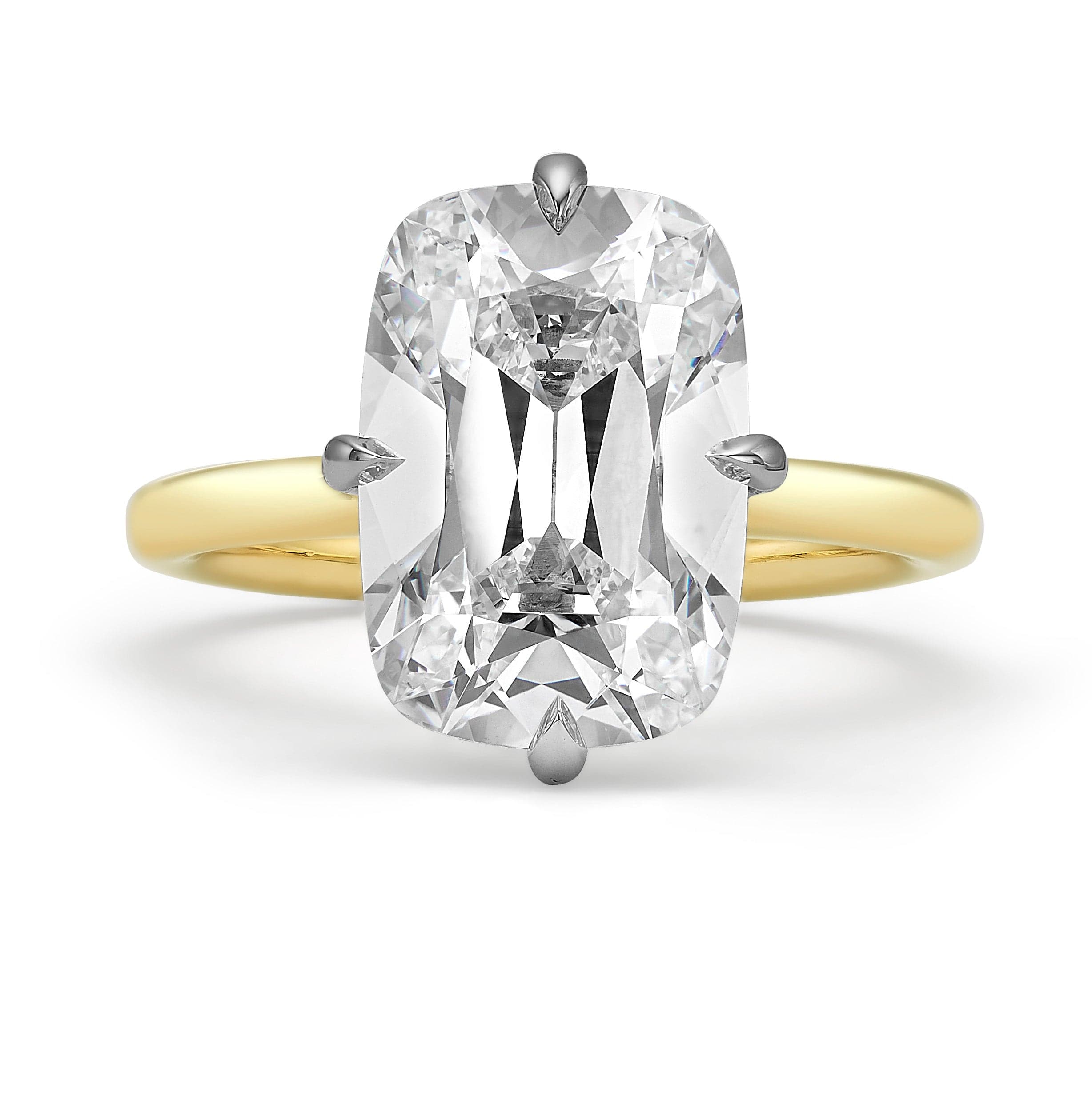 5 Carat Lab Grown Old Mine Cut Diamond Solitaire Engagement Ring