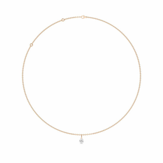 0.75 Carat Pear Pierced Lab Diamond Necklace In 14k Yellow Gold
