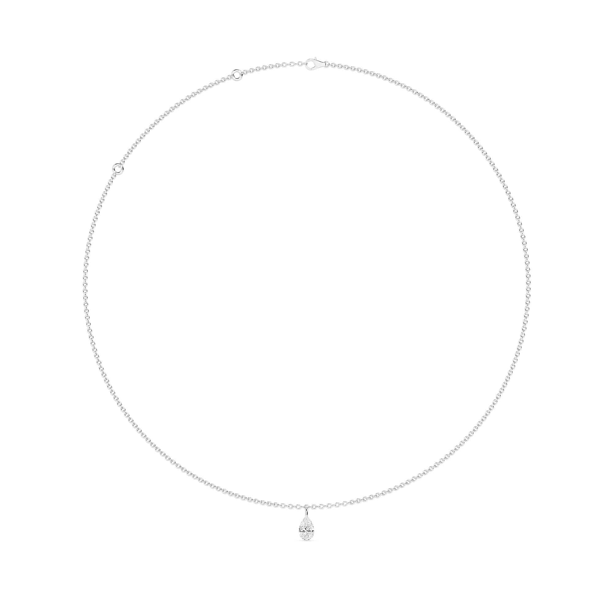 0.75 Carat Pear Pierced Lab Diamond Necklace In 14k Yellow Gold