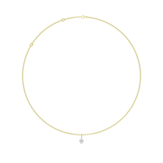0.75 Carat Pear Pierced Lab Diamond Necklace In 14k Yellow Gold