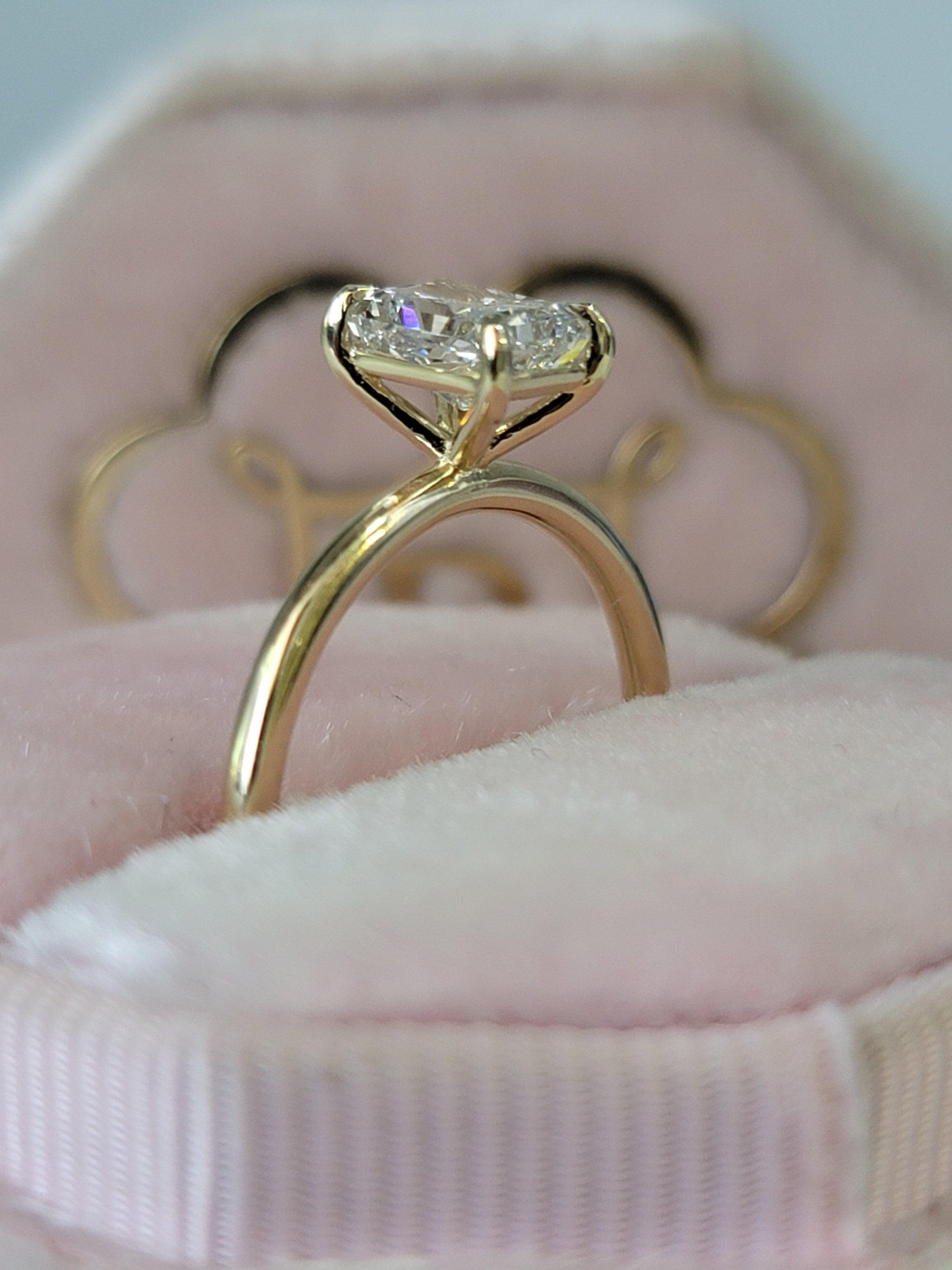 1 Carat Lab Grown Solitaire Radiant Cut Diamond Engagement Ring – Benz ...