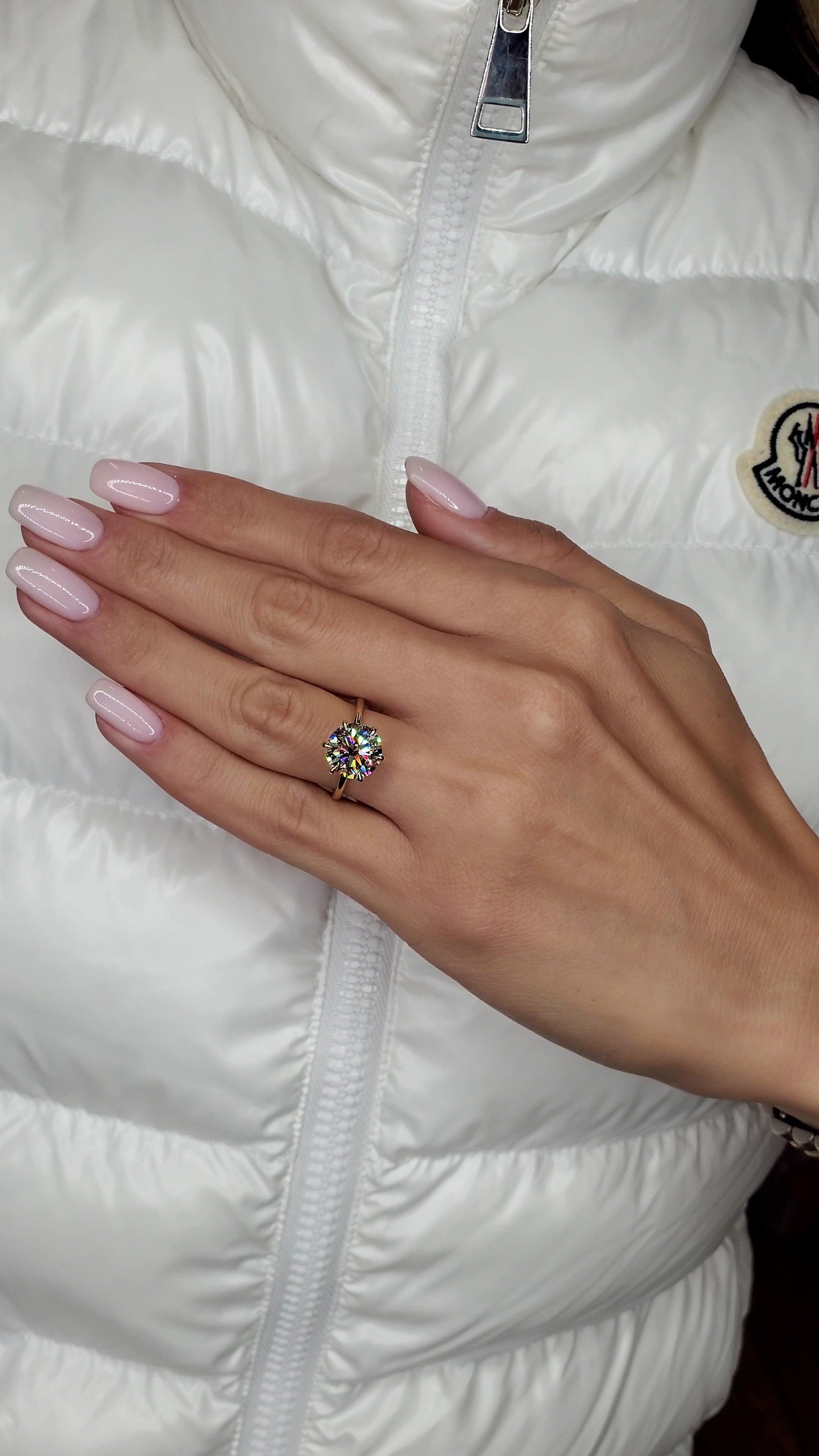 3 Carat Round Lab Grown Diamond Solitaire Engagement Ring Yellow Gold ...