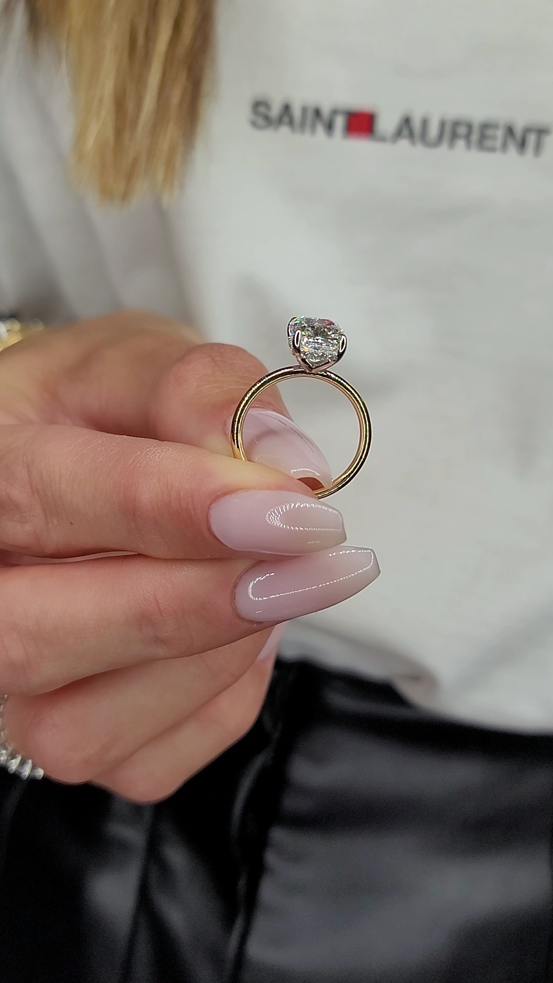 3.19 Carats Lab Grown Elongated Cushion Cut Solitaire Hidden Halo Diam